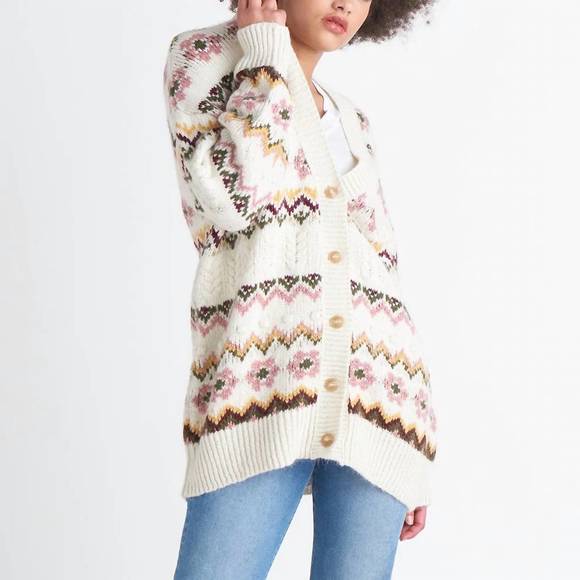 Dex | Sweaters | New Dex Fair Isle Floral Cardigan In Floral Print ...